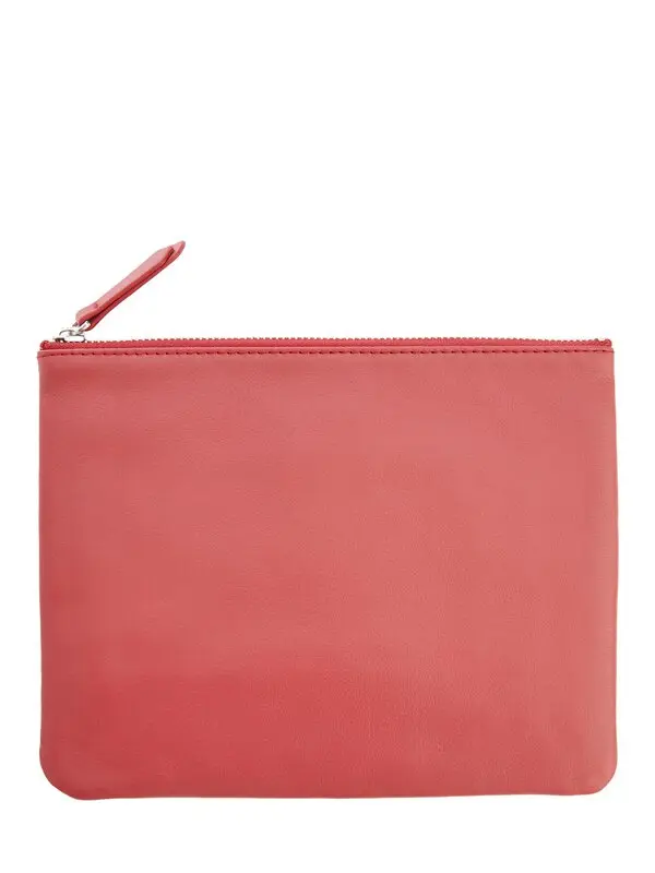 ROYCE NEW YORK Leather Zippered Organizer Pouch - Red