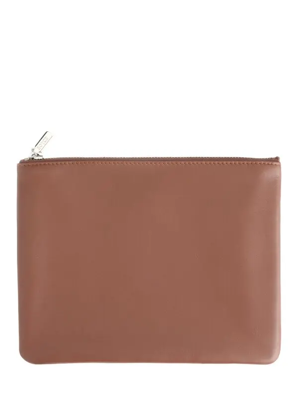 ROYCE NEW YORK Leather Zippered Organizer Pouch - Tan