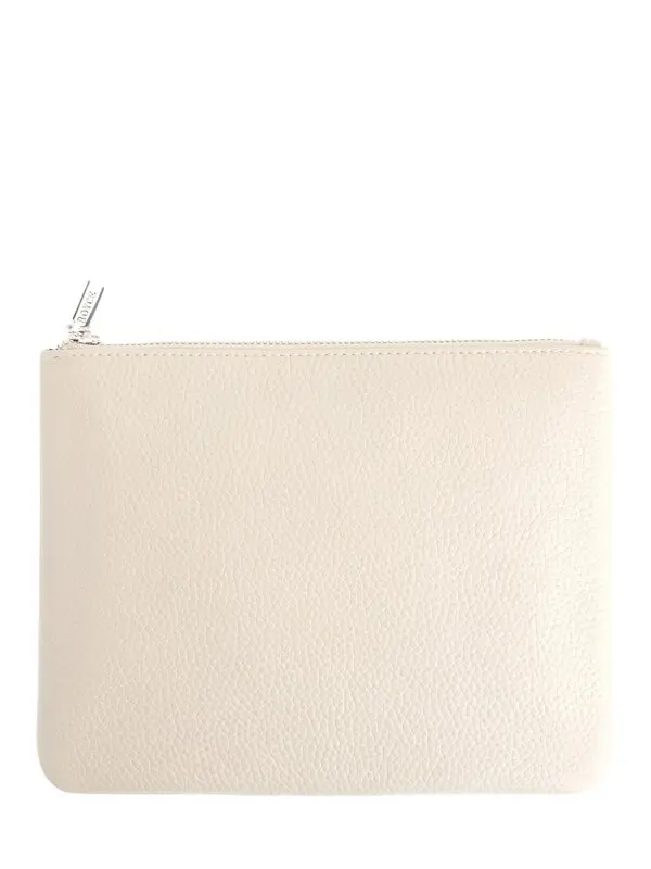 ROYCE NEW YORK Leather Zippered Organizer Pouch - Taupe