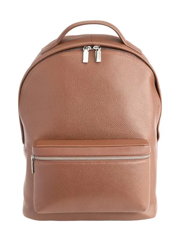 ROYCE NEW YORK Executive Leather 13" Laptop Backpack - Tan