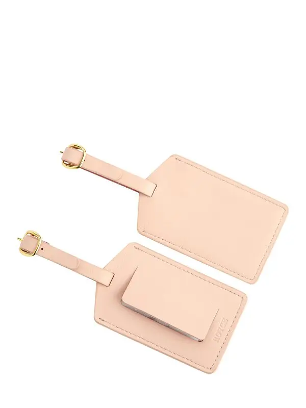 ROYCE NEW YORK Handcrafted Leather Luggage Tag With Privacy Flap - Carnation Pink