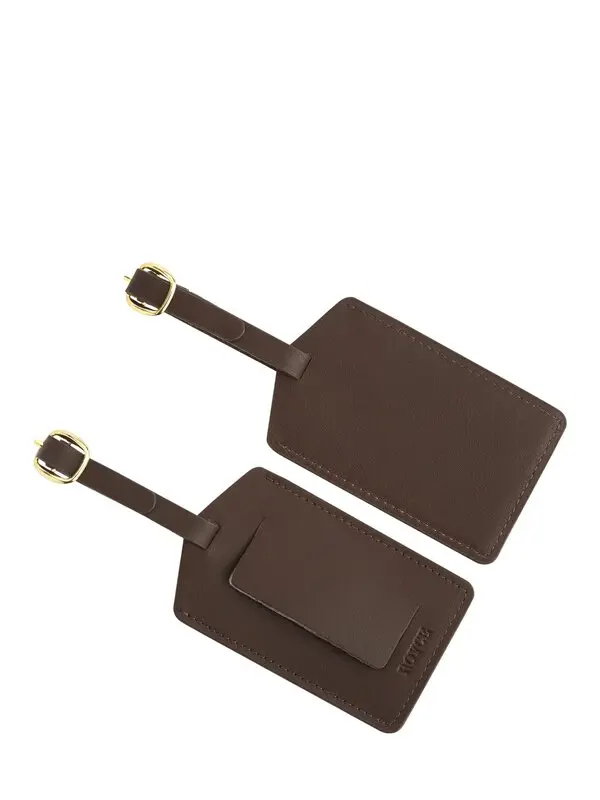 ROYCE NEW YORK Handcrafted Leather Luggage Tag With Privacy Flap - Coco