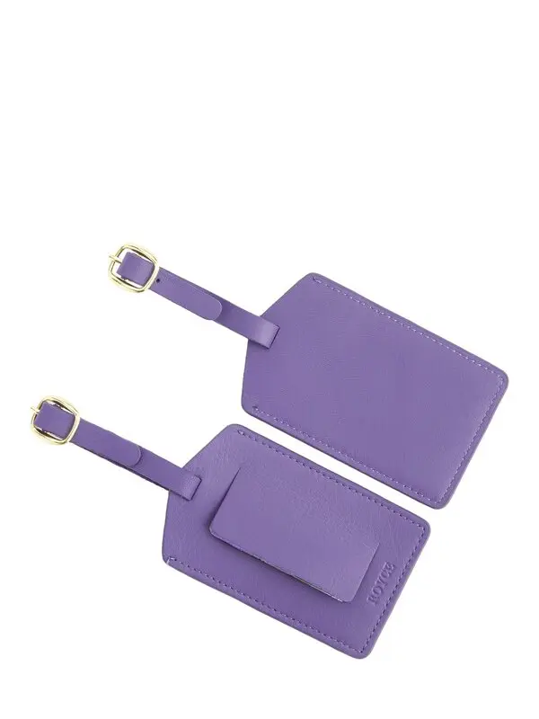 ROYCE NEW YORK Handcrafted Leather Luggage Tag With Privacy Flap - Purple
