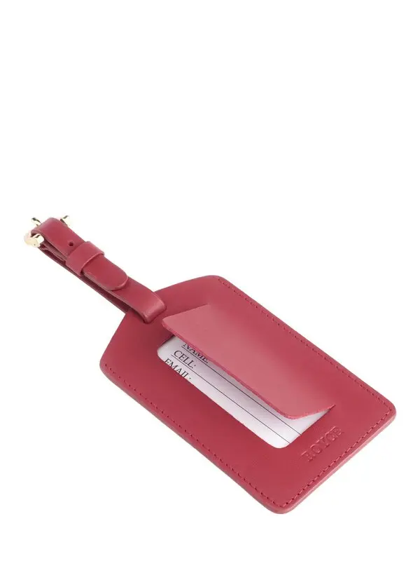 ROYCE NEW YORK Handcrafted Leather Luggage Tag With Privacy Flap - Red
