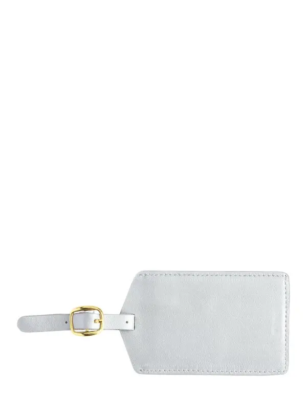 ROYCE NEW YORK Handcrafted Leather Luggage Tag With Privacy Flap - Silver