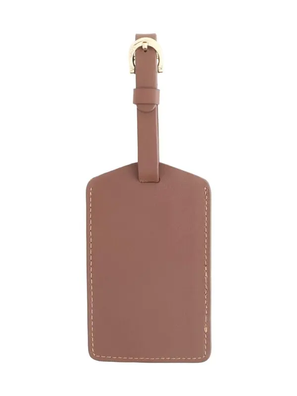 ROYCE NEW YORK Handcrafted Leather Luggage Tag With Privacy Flap - Tan