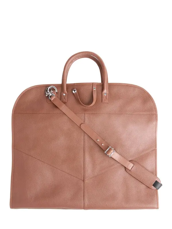 ROYCE NEW YORK Pebble Grain Leather Garment Bag Suitcase - Tan