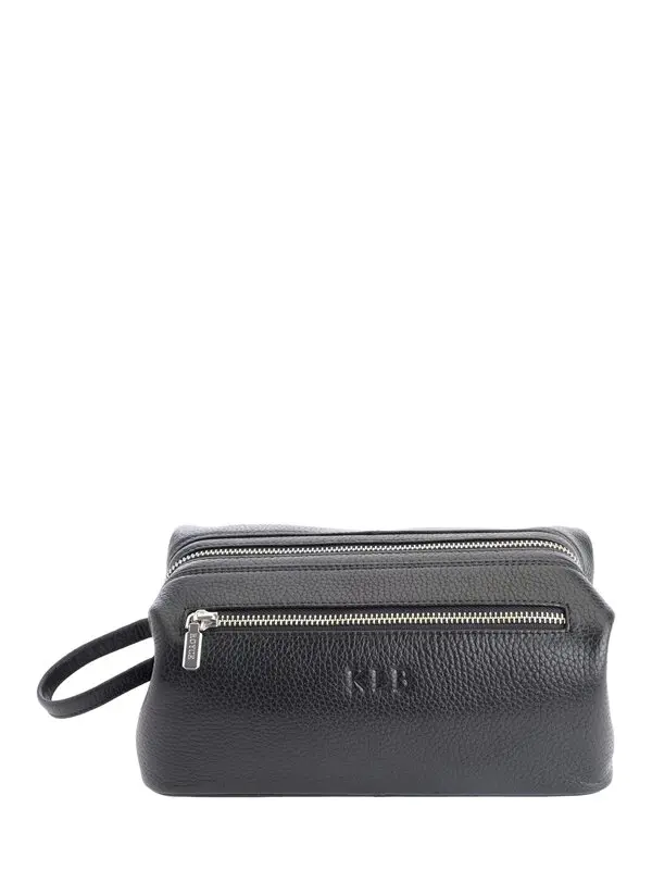 ROYCE NEW YORK Leather Dopp Kit Toiletry Bag - Black
