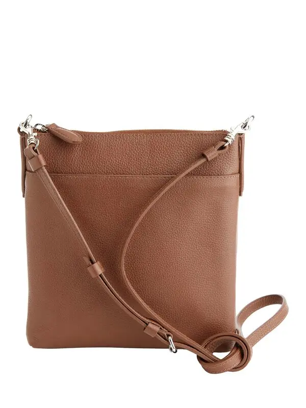 ROYCE NEW YORK Pebble Grain Leather Crossbody Bag With Silver-tone Hardware - Tan