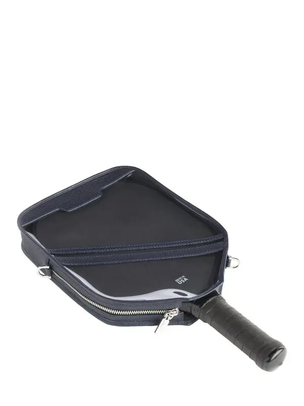ROYCE NEW YORK Leather Pickleball Paddle Cover With Removable Strap - Blue