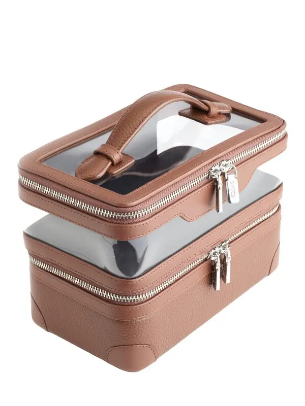 ROYCE NEW YORK Double Decker Cosmetic Bag - Tan