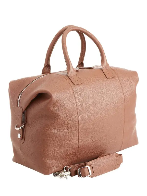 ROYCE NEW YORK Pebble Grain Leather Duffle Bag - Tan
