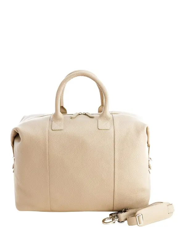 ROYCE NEW YORK Pebble Grain Leather Duffle Bag - Taupe