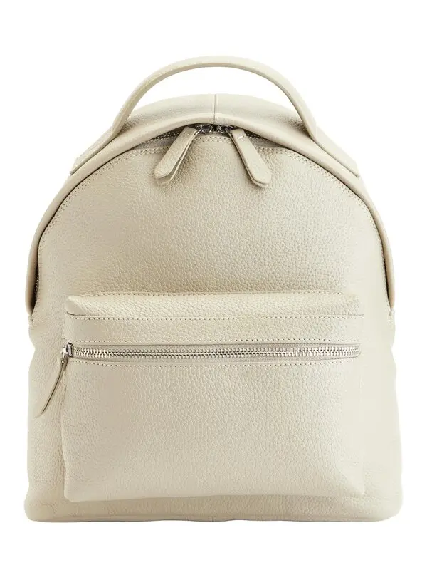 ROYCE NEW YORK Compact Leather Backpack - Taupe