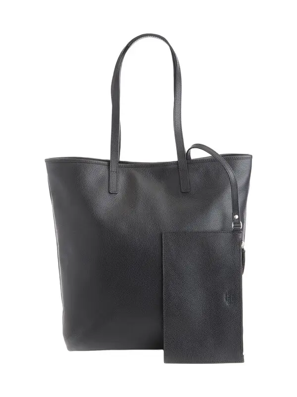 ROYCE NEW YORK Tall Leather Tote Bag With Detachable Wristlet - Black