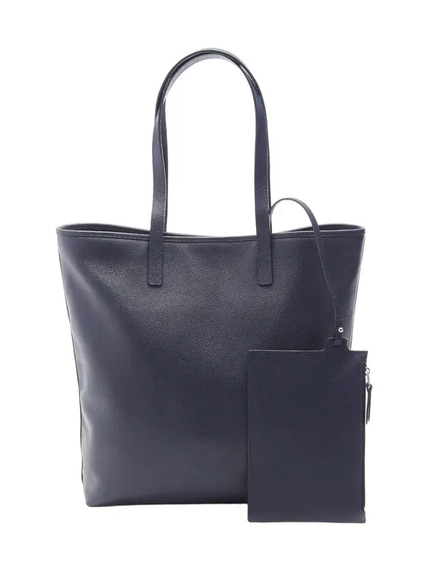 ROYCE NEW YORK Tall Leather Tote Bag With Detachable Wristlet - Blue