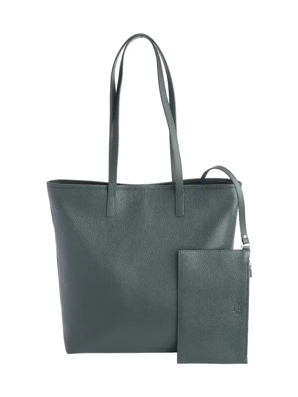 ROYCE NEW YORK Tall Leather Tote Bag With Detachable Wristlet - Dark Green