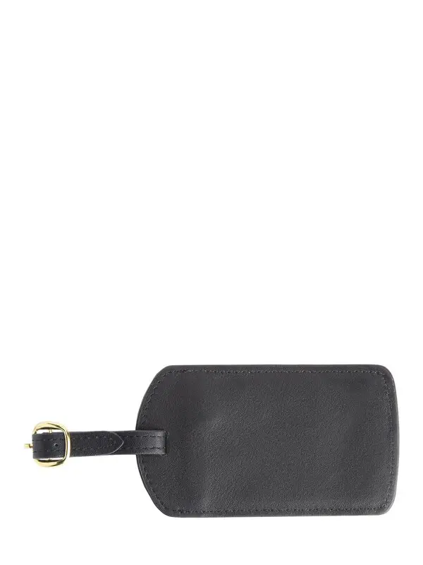ROYCE NEW YORK Classic Leather Luggage Tag With Buckle And Monogram Option - Black