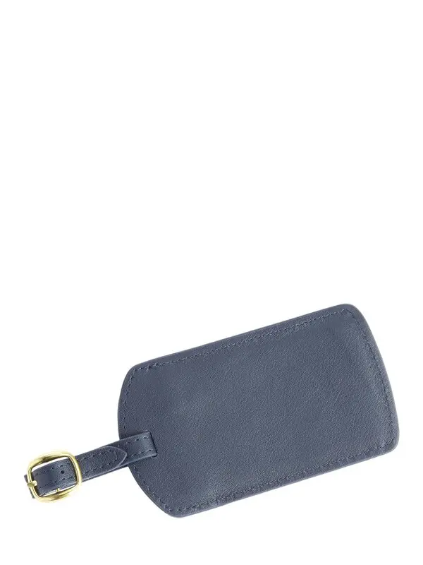 ROYCE NEW YORK Classic Leather Luggage Tag With Buckle And Monogram Option - Blue