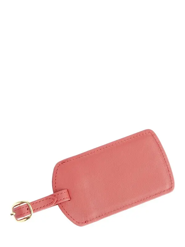 ROYCE NEW YORK Classic Leather Luggage Tag With Buckle And Monogram Option - Red
