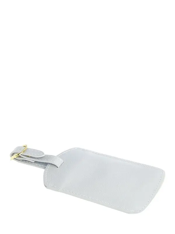 ROYCE NEW YORK Classic Leather Luggage Tag With Buckle And Monogram Option - Silver