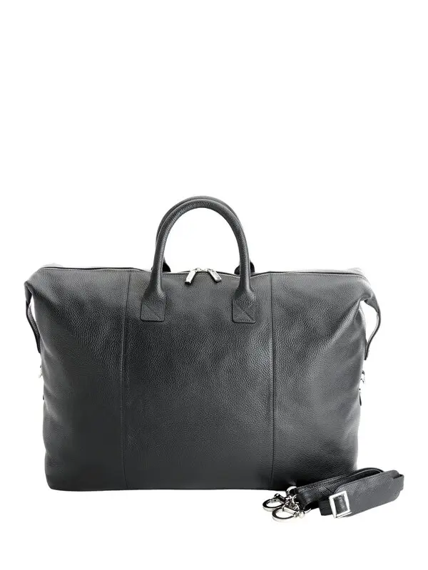 ROYCE NEW YORK Pebble Leather Weekender Duffel Bag - Black