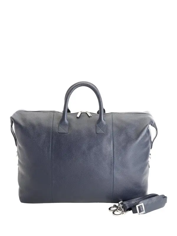 ROYCE NEW YORK Pebble Leather Weekender Duffel Bag - Blue