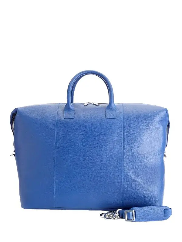 ROYCE NEW YORK Pebble Leather Weekender Duffel Bag - Cobalt Blue