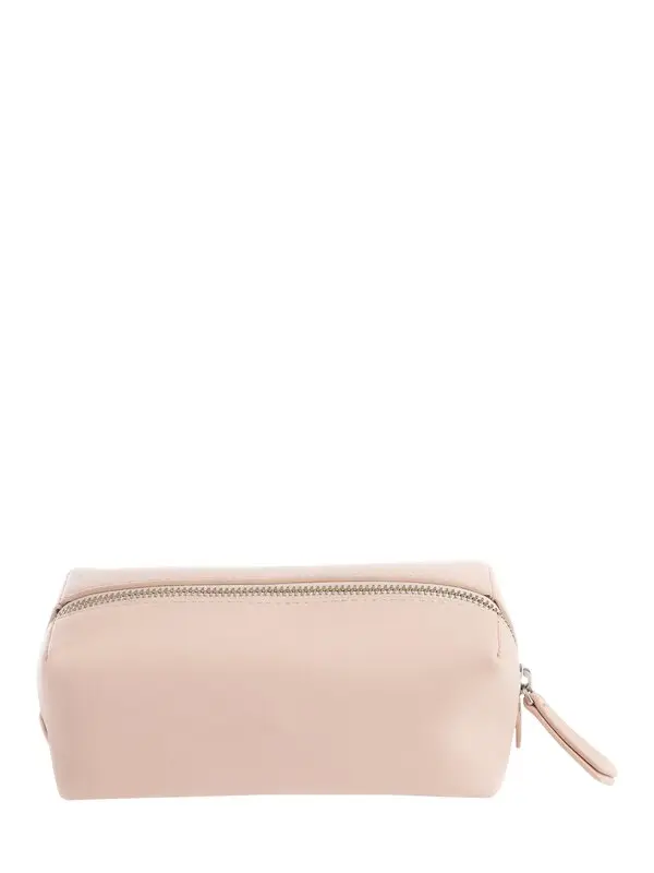 ROYCE NEW YORK Compact Travel Organizer Bag In Pebble Grain Leather With Zippered Closure - Carnation Pink