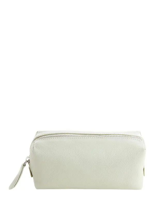 ROYCE NEW YORK Compact Travel Organizer Bag In Pebble Grain Leather With Zippered Closure - Sage