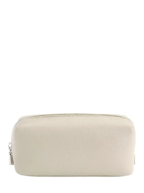 ROYCE NEW YORK Compact Travel Organizer Bag In Pebble Grain Leather With Zippered Closure - Taupe