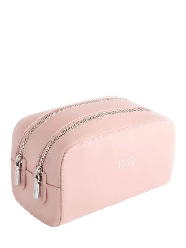 ROYCE NEW YORK Double Zip Toiletry Bag - Carnation Pink