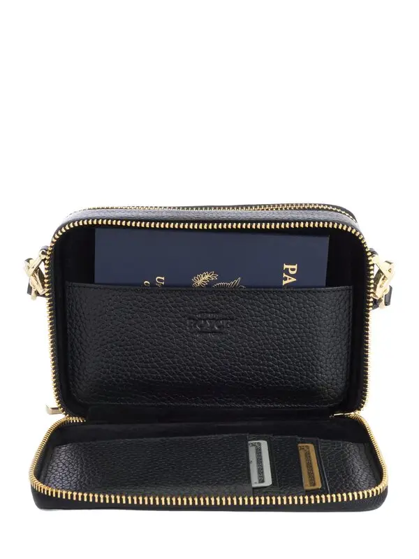 ROYCE NEW YORK Pebble Leather Camera Crossbody Bag - Black