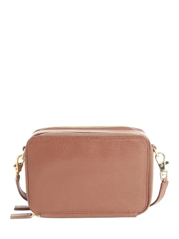 ROYCE NEW YORK Pebble Leather Camera Crossbody Bag - Tan
