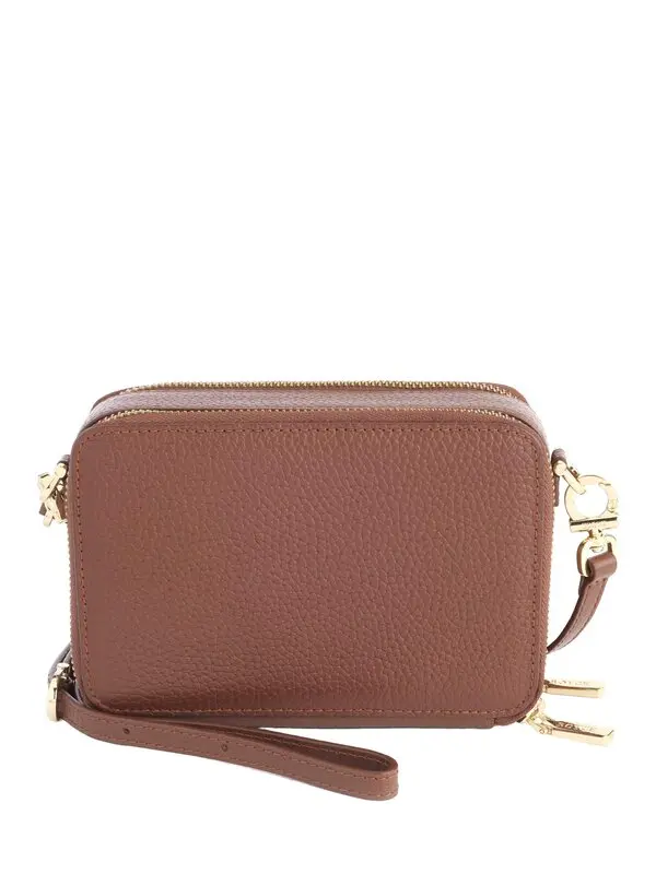 ROYCE NEW YORK Pebble Leather Camera Crossbody Bag - Tan