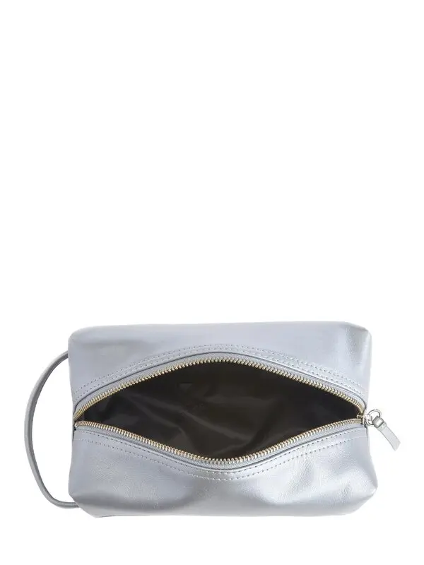 ROYCE NEW YORK Compact Toiletry Cosmetic Bag - Silver