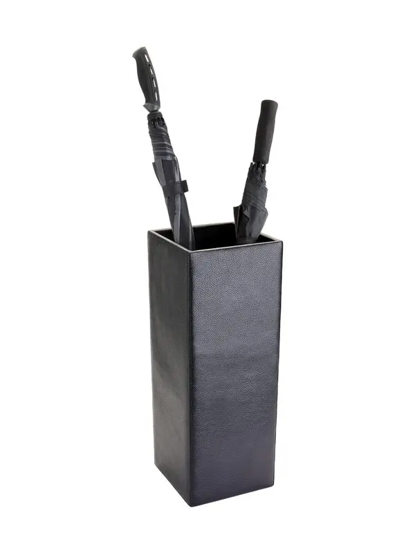 ROYCE NEW YORK Handcrafted Leather Umbrella Stand - Black