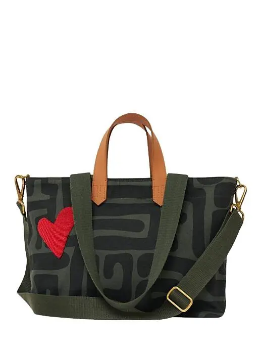 UBUNTU LIFE Commuter Bag - Safari Kuba With Red Beaded Heart