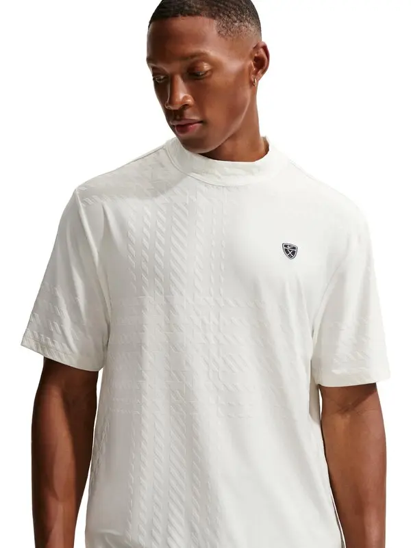 Nike Tartan Dri-fit Golf Mock Neck Top - White