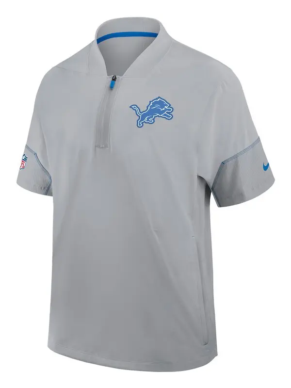 Nike Detroit Lions Nfl 1/2-zip Short-sleeve Hooded Jacket - Grey