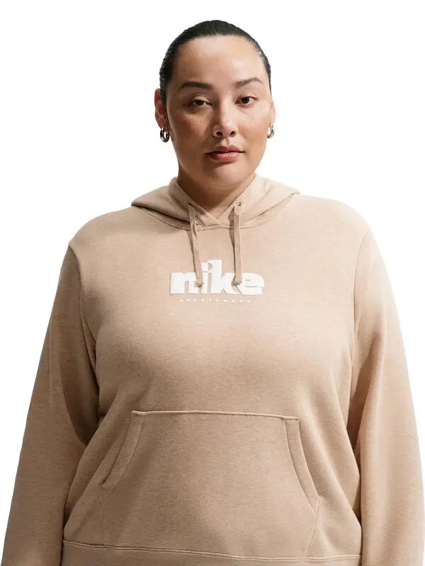 Nike Club Fleece Graphic Pullover Hoodie - Brown