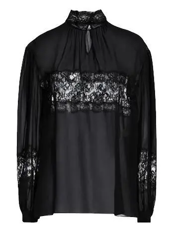Dolce & Gabbana Silk, Cotton, Polyamide, And Viscose Top With Lace Trims - Black