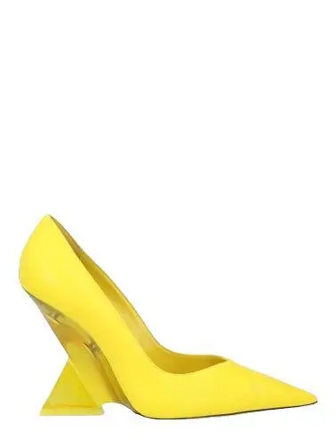 Attico Leather Pointed Toe Cone Heel Pumps - Yellow