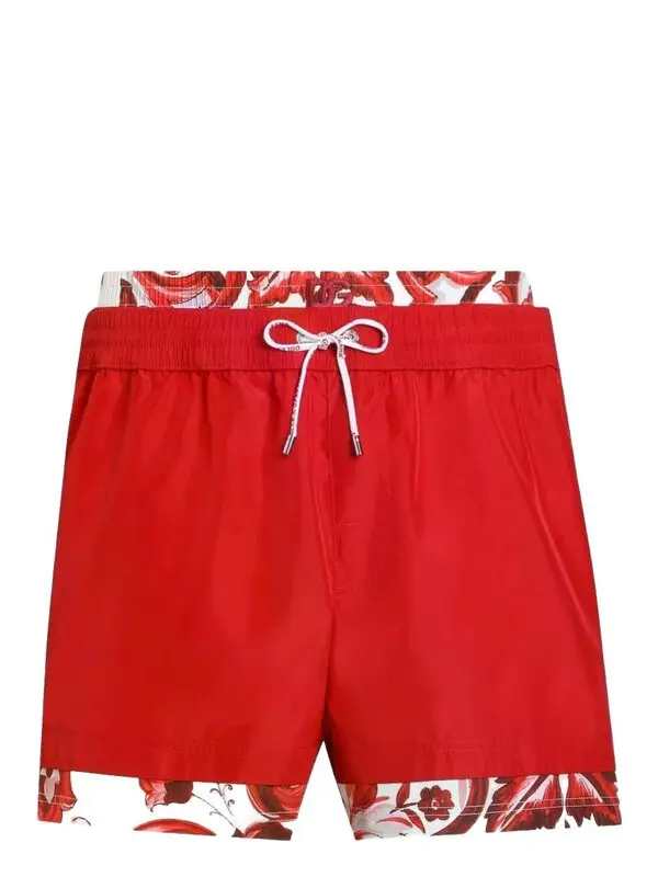 Dolce & Gabbana Majolica Print Swim Boxer Shorts - Red