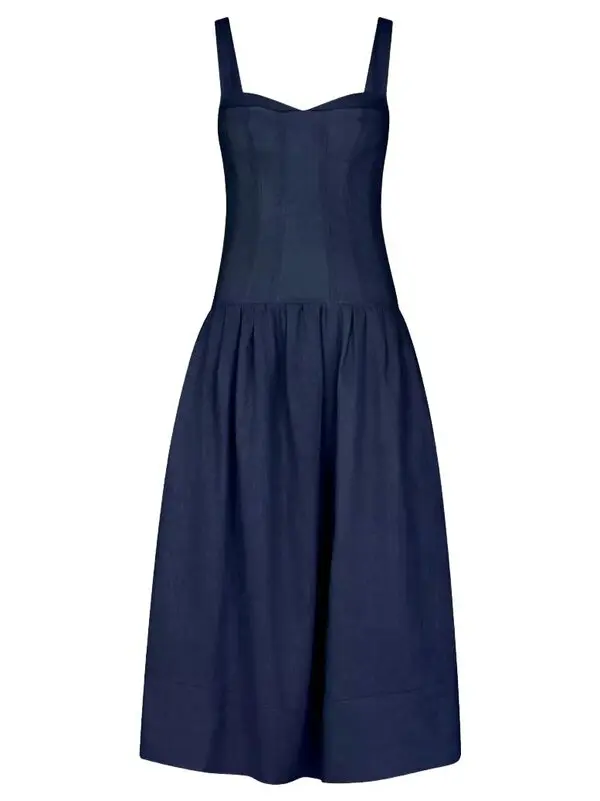 NICHOLAS Makenna Drop-waist Corset Midi Dress - Blue