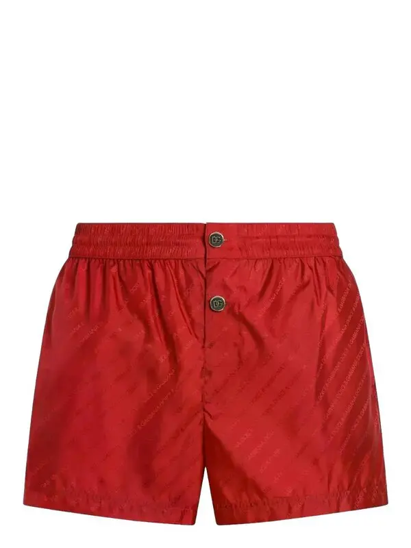 Dolce & Gabbana Short Swim Boxer Shorts With Logo Jacquard - Red