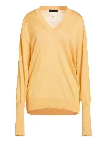 Fabiana Filippi V-neck Long Sleeve Sweater In Linen, Silk, And Ecobrass - Mandarin