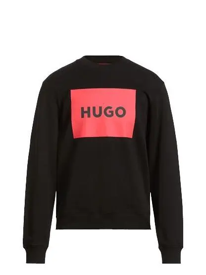 Hugo Cotton Crewneck Sweatshirt With Logo Print - Black