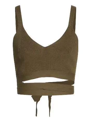 Liu Jo Viscose Blend Knit Crop Top - Green