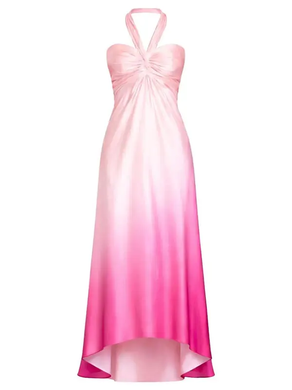 Mac Duggal Charmeuse Ombre Halter Neck Gown - Pink